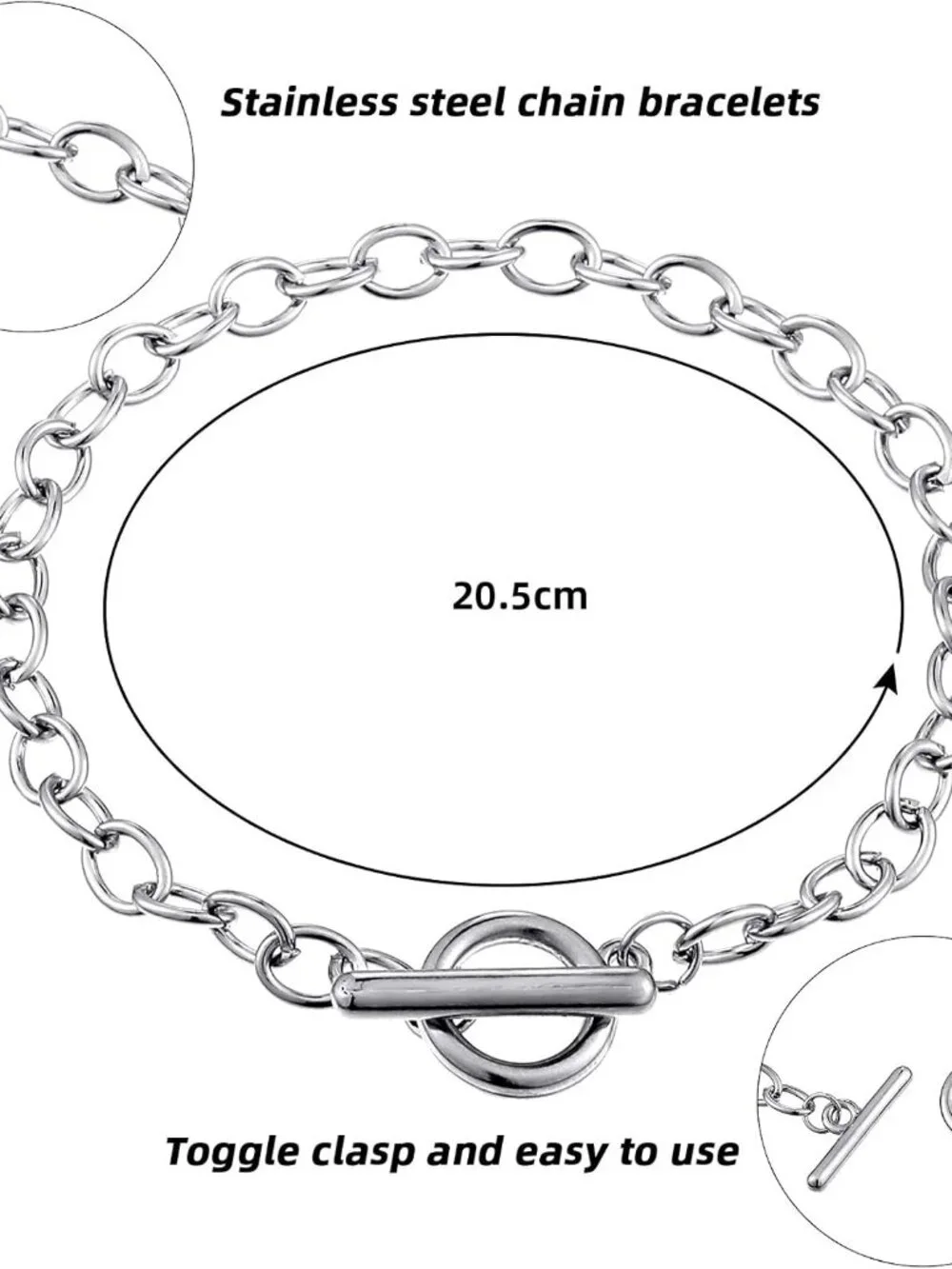 Jewelry | 24 Pieces Bracelet Chains Bulk With Ot Toggle Clasp Alloy ...